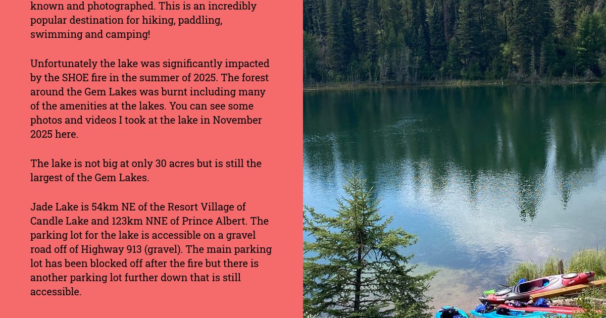 Jade Lake - SaskLakes