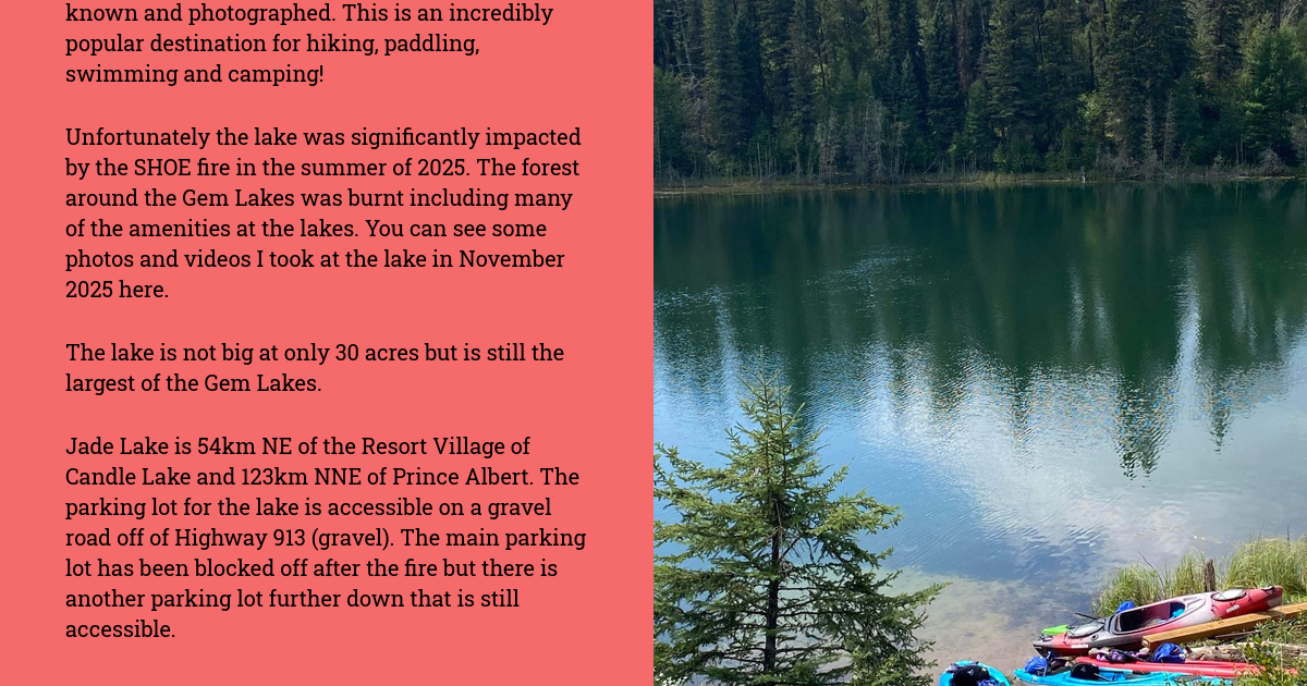 Jade Lake - SaskLakes