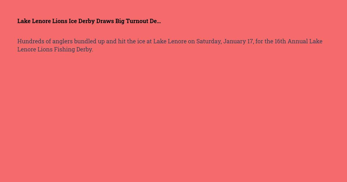 Lake Lenore Lions Ice Derby Draws Big Turnout Despite Cold - SaskLakes